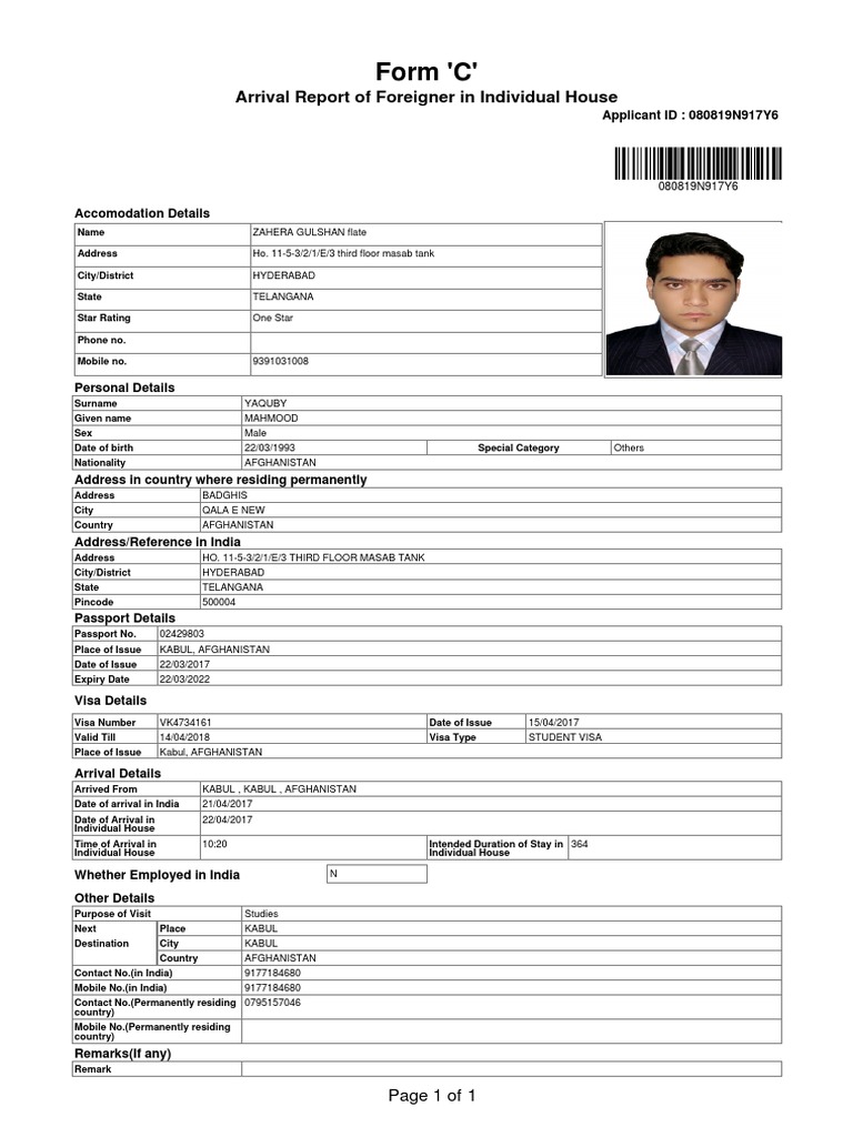 C Form | PDF | Travel Visa | Immigration Law