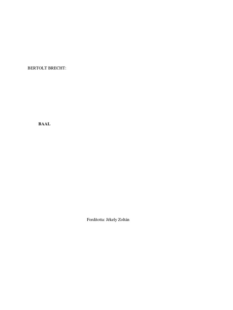 Brecht - BAAL | PDF