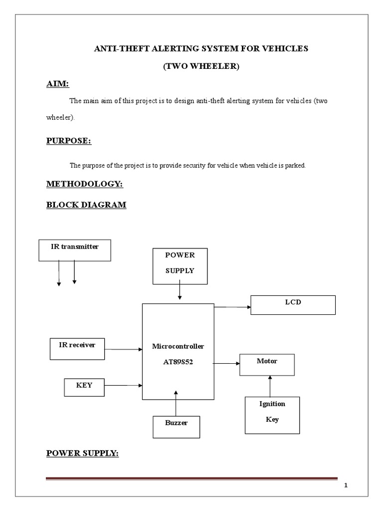 120.anti Theft Alerting System For Vehicle (2 Wheeler) | PDF ...