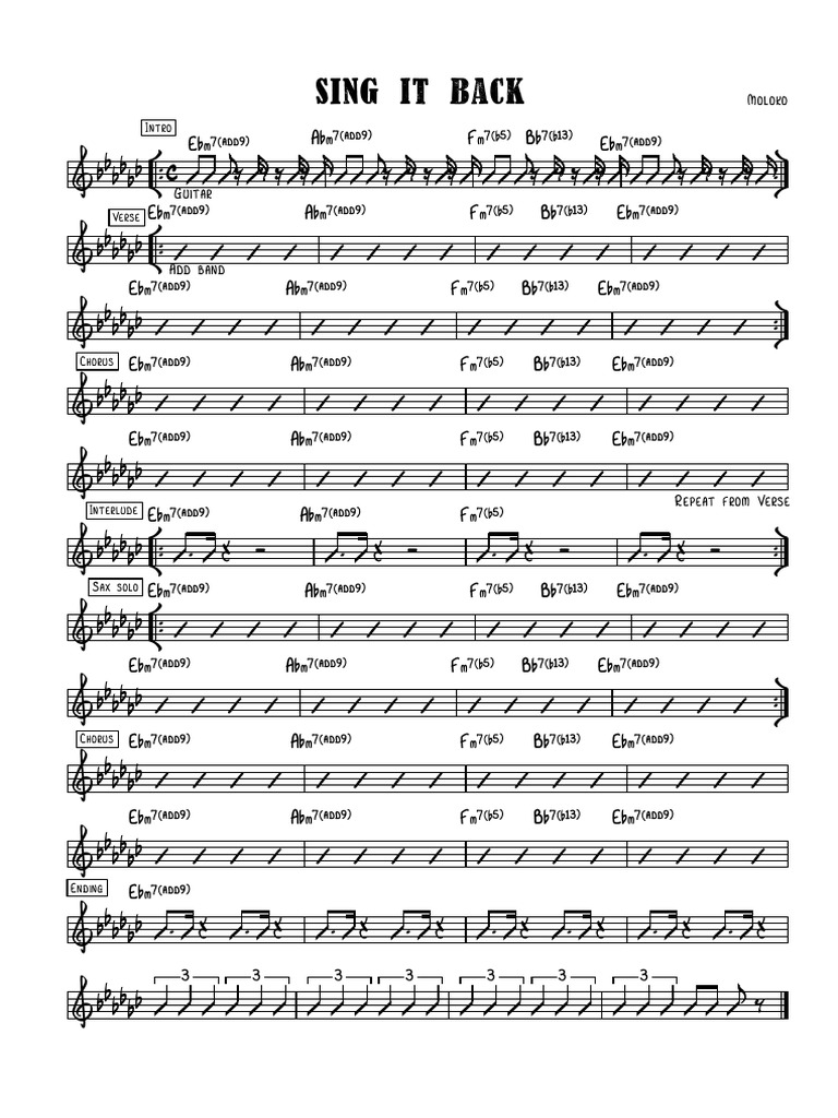 Sing It Back Lead Sheet PDF | PDF | Songs | Entertainment (General)