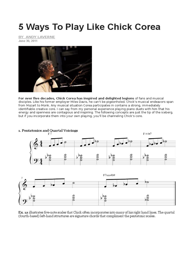 5 Ways To Play Like Chick Corea PDF | PDF | Chord (Music) | Music Theory