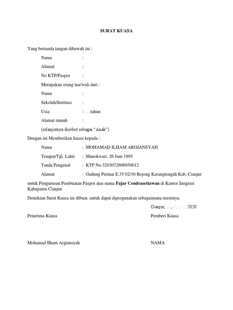 Format Surat Kuasa | PDF