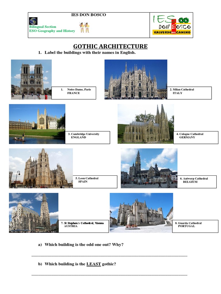 Gothic Architecture - WORKSHEET | PDF