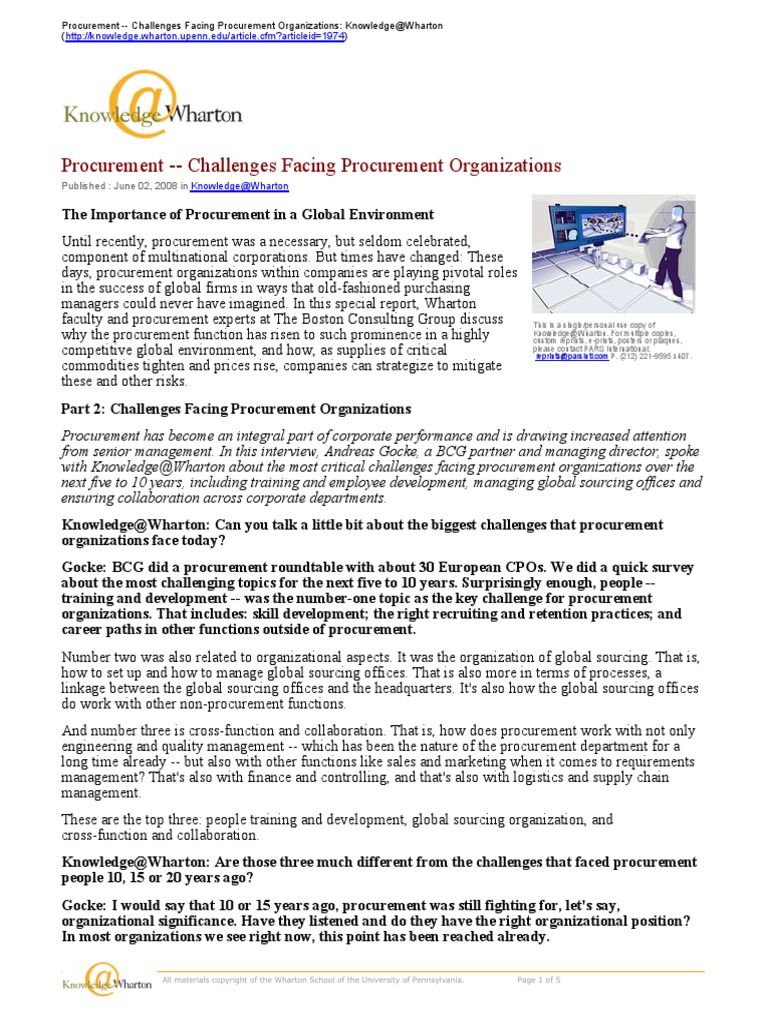 Challenges in Procurement Organizations | PDF | Procurement | Supply Chain