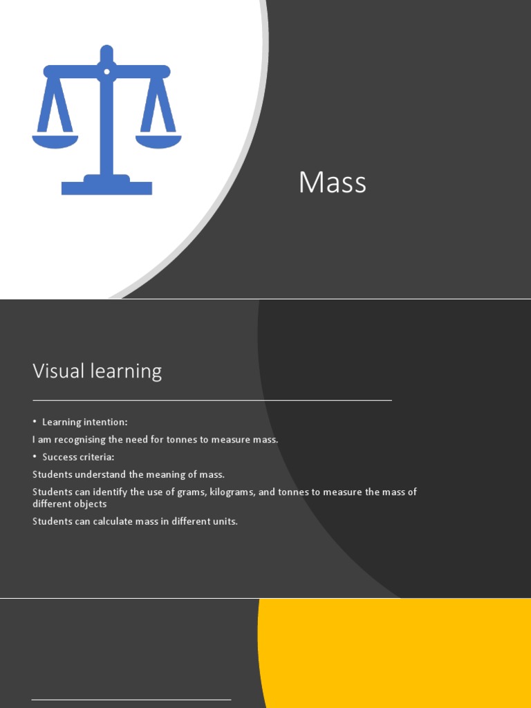 Mass Lesson 1 and 2 | PDF | Tonne | Kilogram