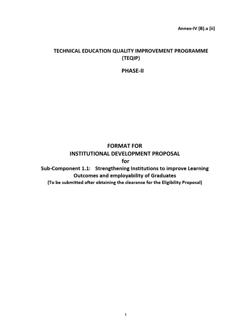 TEQIP Phase-II Institutional Development Proposal | PDF | Academic ...