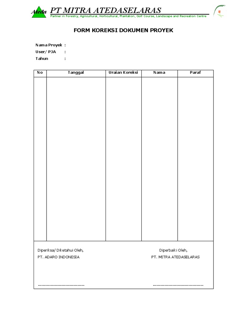 Form Koreksi Dokumen | PDF