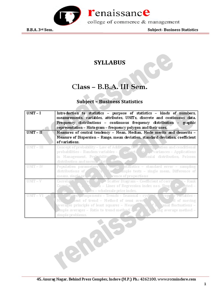 BBA III StatisticS | PDF | Sampling (Statistics) | Arithmetic Mean