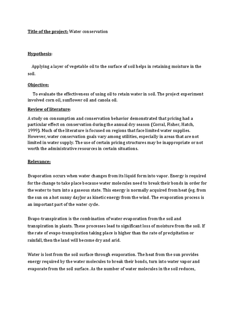 Vegetable Oil for Soil Moisture Retention | PDF | Evaporation ...