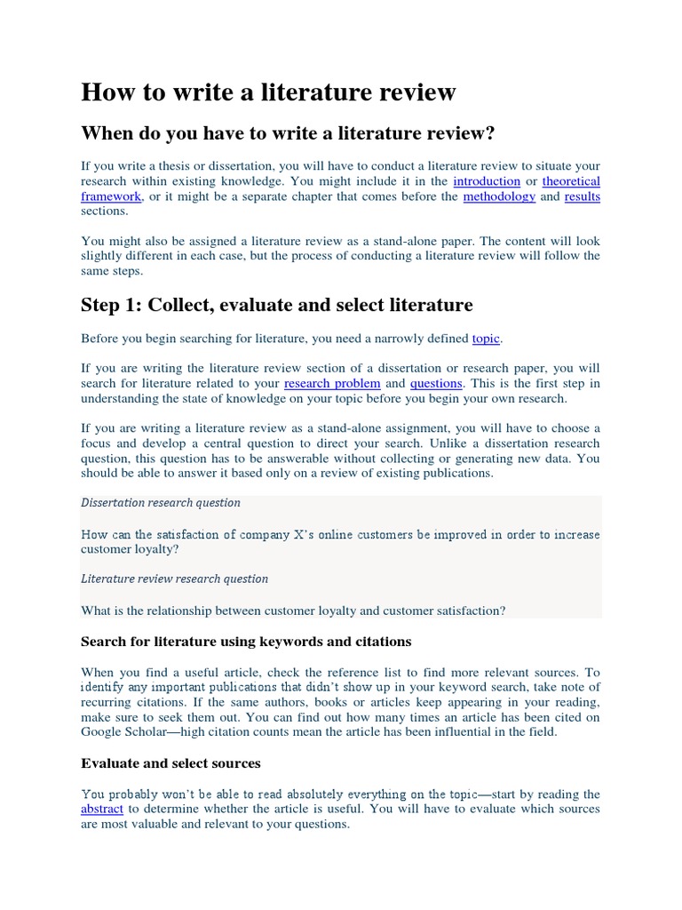 How To Write A Literature Review | PDF | Citation | Justification