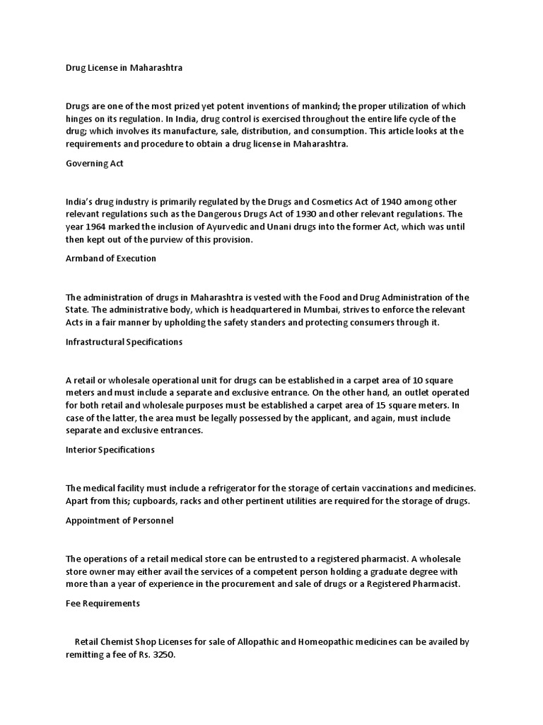 Drug License in Maharashtra | PDF | Pharmacist | Retail