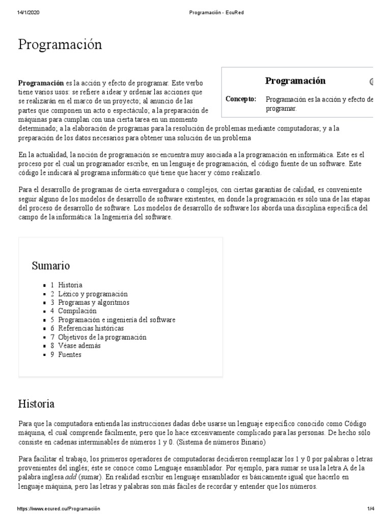 Programación - EcuRed | PDF | Programación de computadoras | Lenguaje de programación