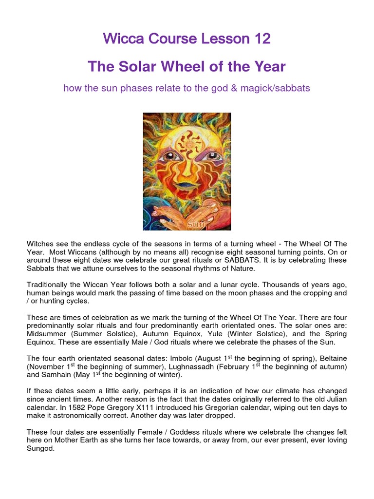 Wicca - The Solar Wheel of The Year | Download Free PDF | Wheel Of The ...