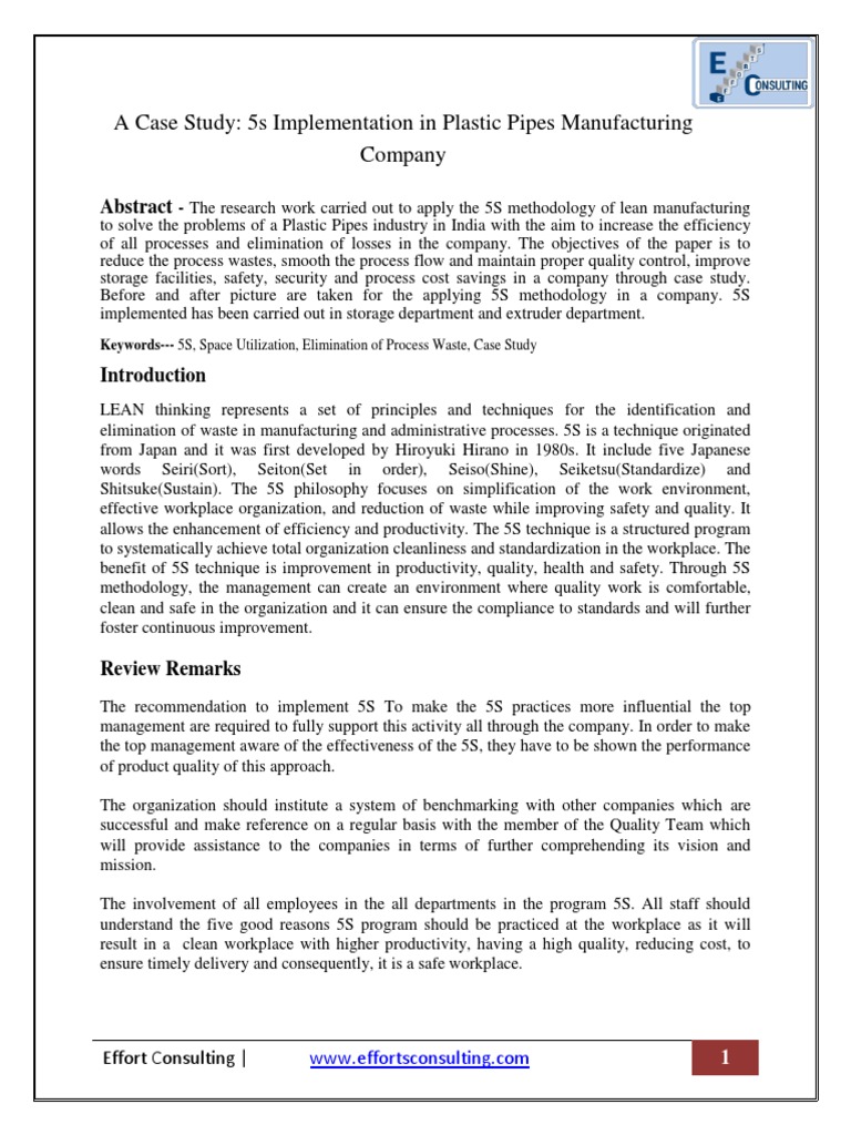 5S Case Study | PDF | Lean Manufacturing | Employment