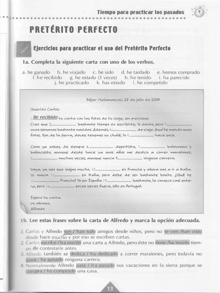 Tiempo para Practicar Los Pasados | PDF | Gramática