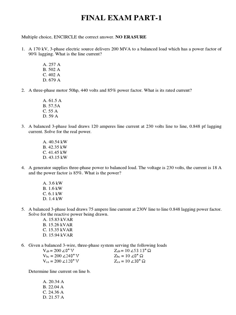 Final Exam Part 1 Student | PDF | Electrical Components | Ac Power