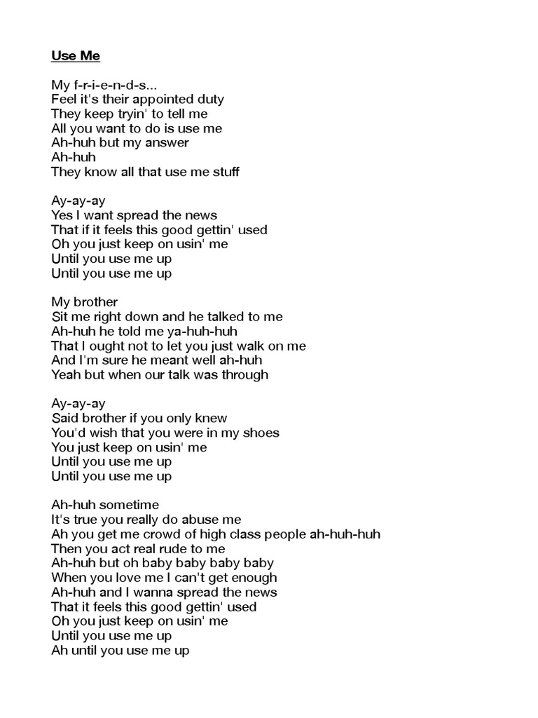 Use Me Lyrics | PDF