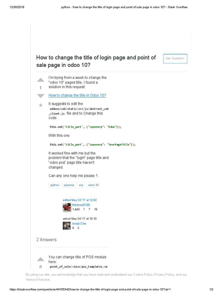 Python - How To Change The Title of Login Page and Point of Sale Page ...