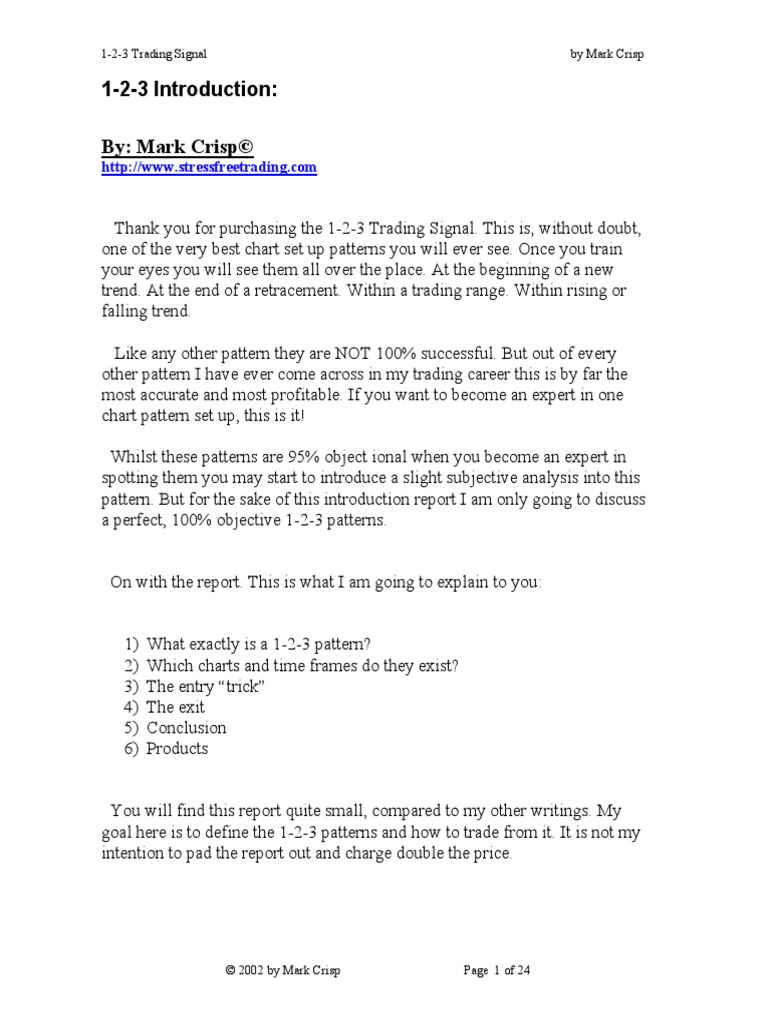 Mark Crisp - 1 - 2 - 3 - Trading System PDF | PDF | Business
