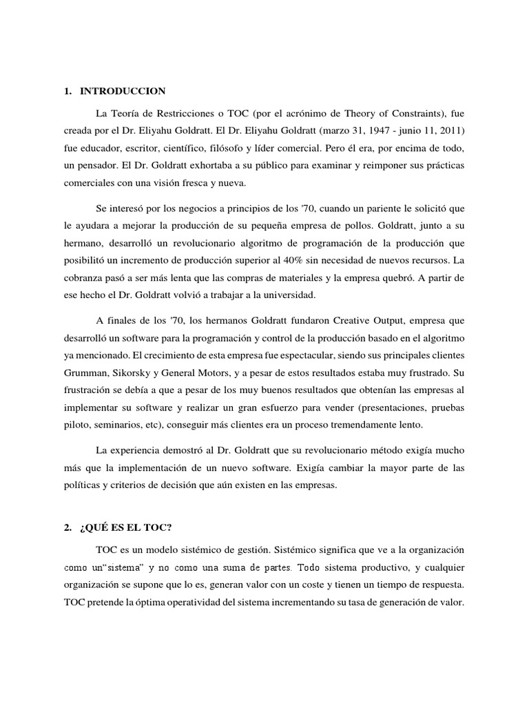 Teoria de Restricciones | PDF | Logística | Inventario