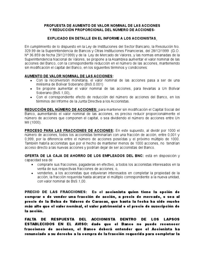 Acta de Asmb-Modelo de Acciones | PDF | Compartir (Finanzas) | Bancos