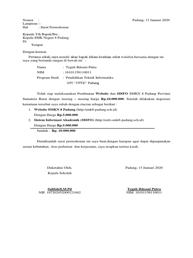 Proposal Website & SISFO SMKN 8 | PDF | Bisnis