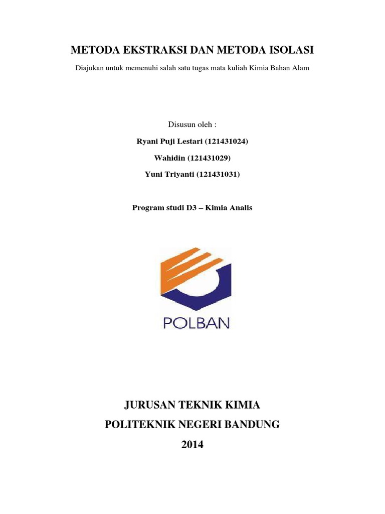 Ekstraksi Dan Isolasi | PDF Ekstraksi Dan Isolasi | PDF