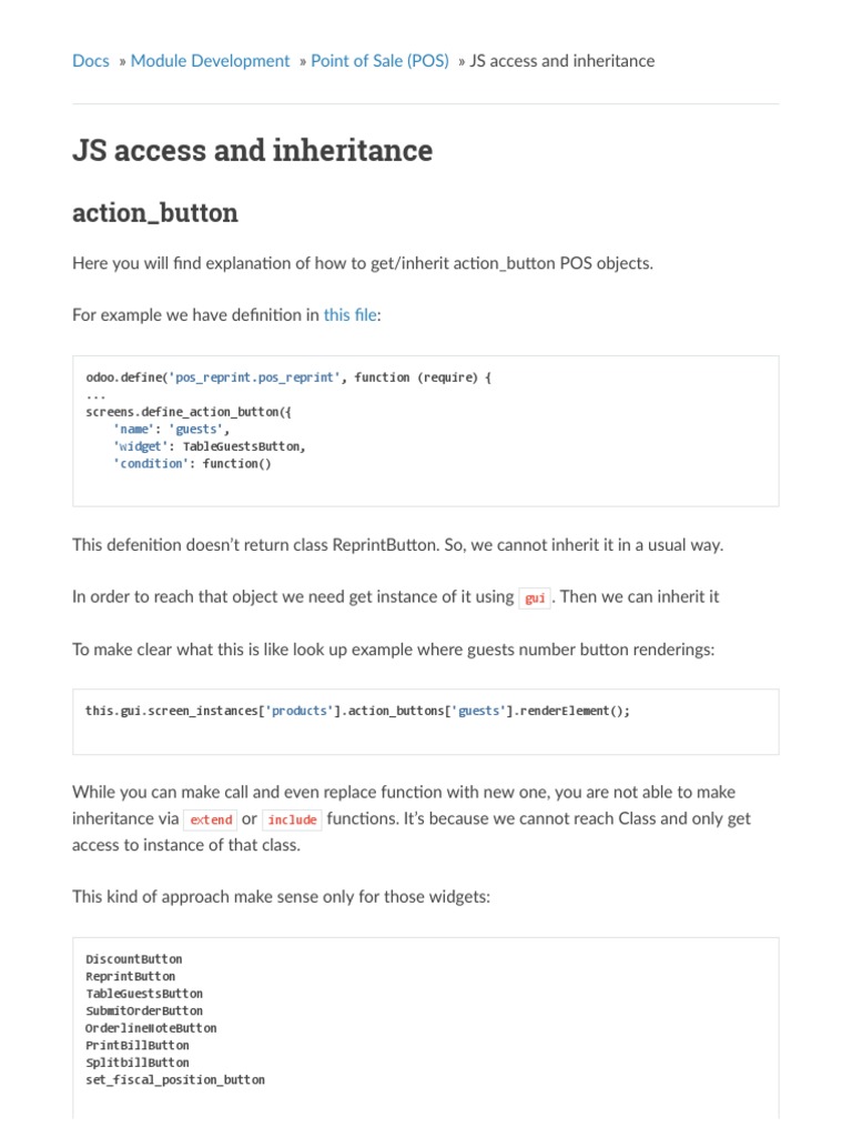Js Access And Inheritance Odoo Development Master Documentation Pdf Widget Gui Point