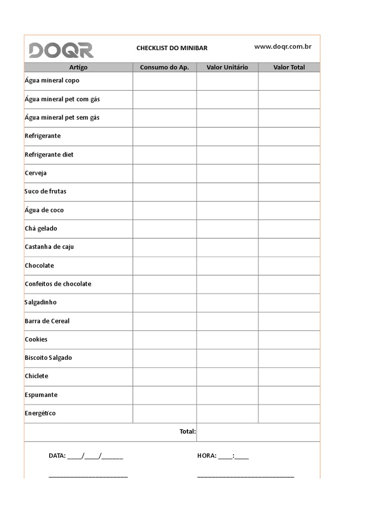 Checklist Do Minibar | PDF