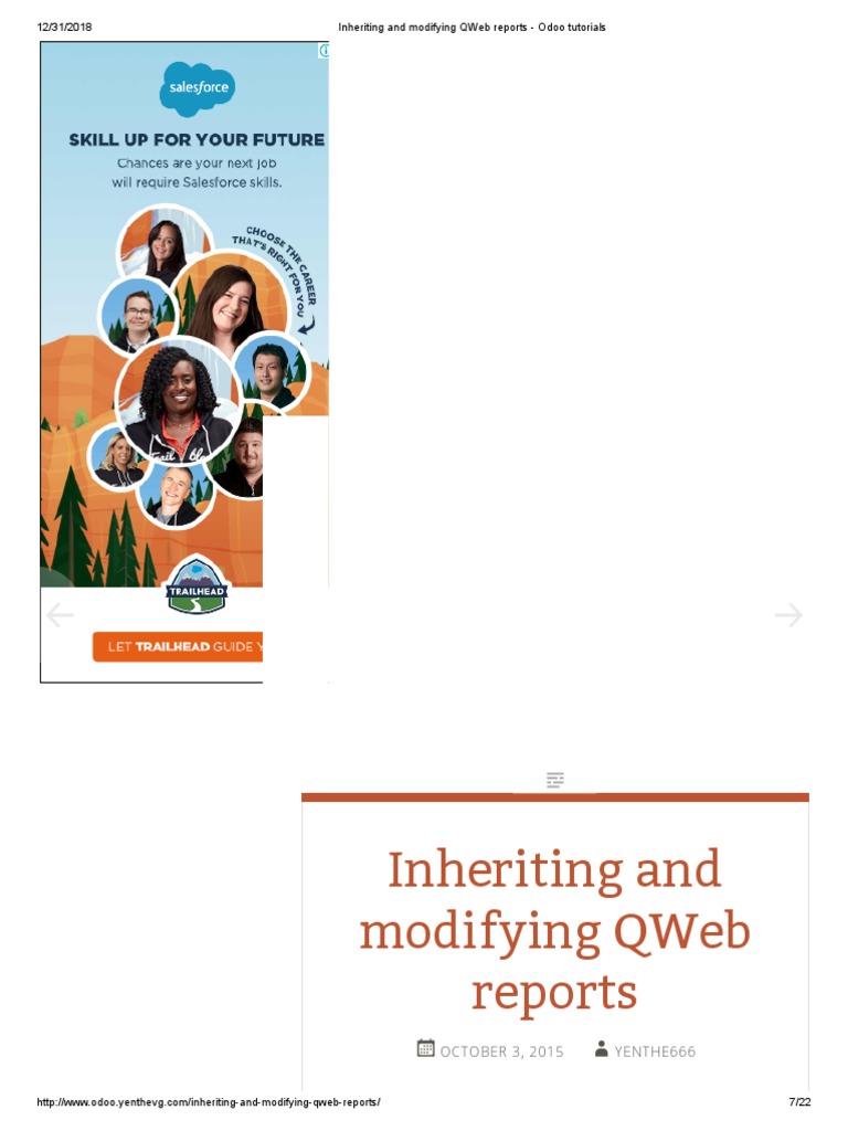 Inheriting And Modifying Qweb Reports Odoo Tutorials Pdf Pdf Computing Software 9182