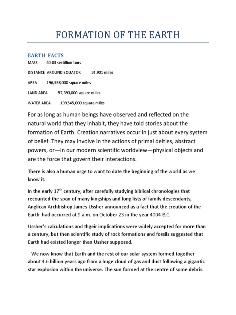Formation of the Earth Explained | PDF | Crust (Geology) | Planetary Core