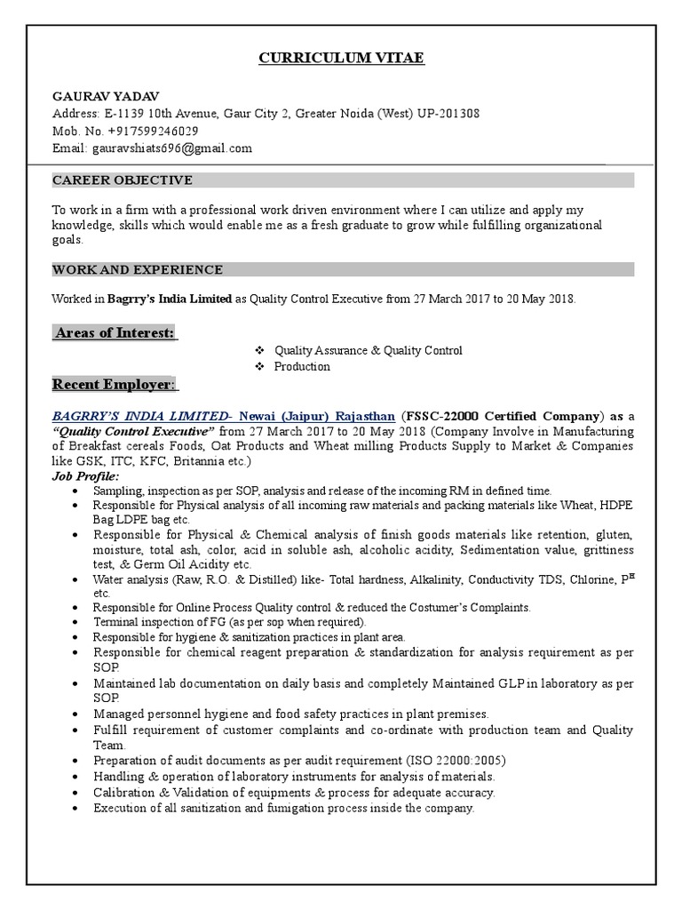 Gaurav Resume Updated-1 | PDF | Laboratories | Wheat