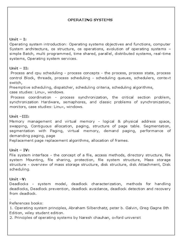 Bca Ii Sem Operating Systems | PDF | Operating System | Process (Computing)