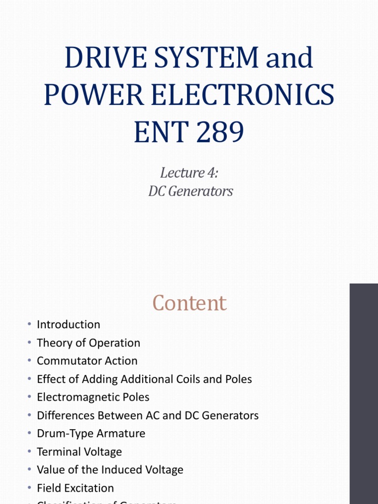 Lecture4. DC Generators - 1.ppt - 0 | PDF | Electromagnetic Induction | Electric Generator