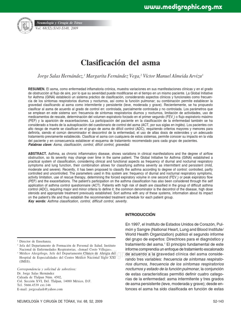 Clasificación Del Asma PDF | PDF | Asma | Enfermedades y trastornos