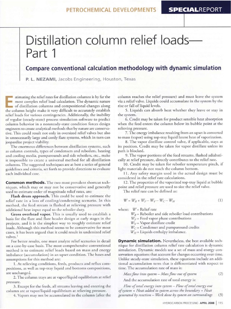 Distillation Column Relief Load (Part 1) | PDF