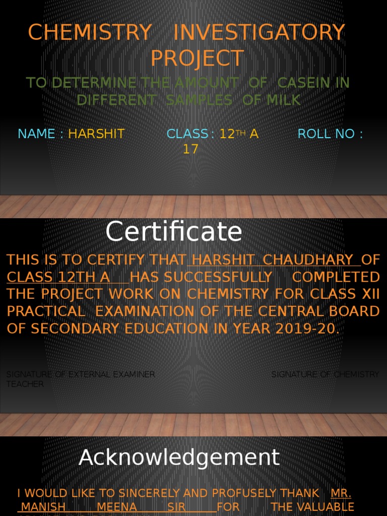 Chemistry Investigatory Project Harshit | PDF | Chemistry | Food And Drink