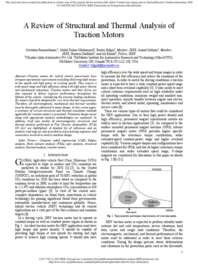 A Review of Structural and Thermal Analysis of Traction Motors | PDF ...