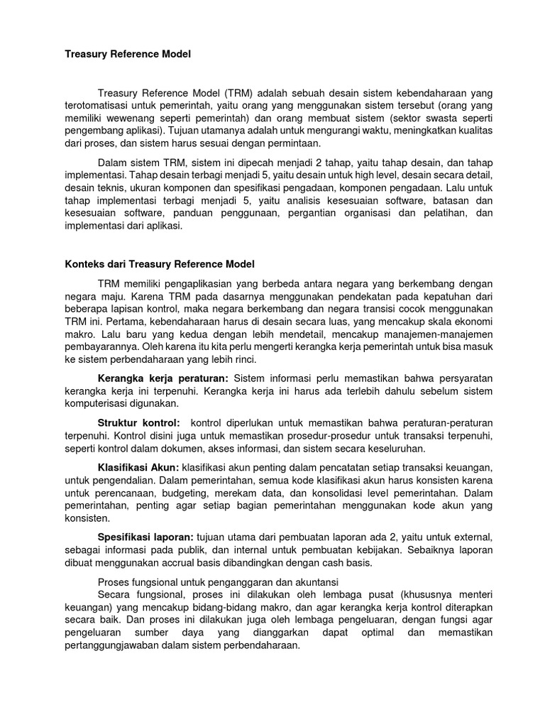 Treasury Reference Model | PDF