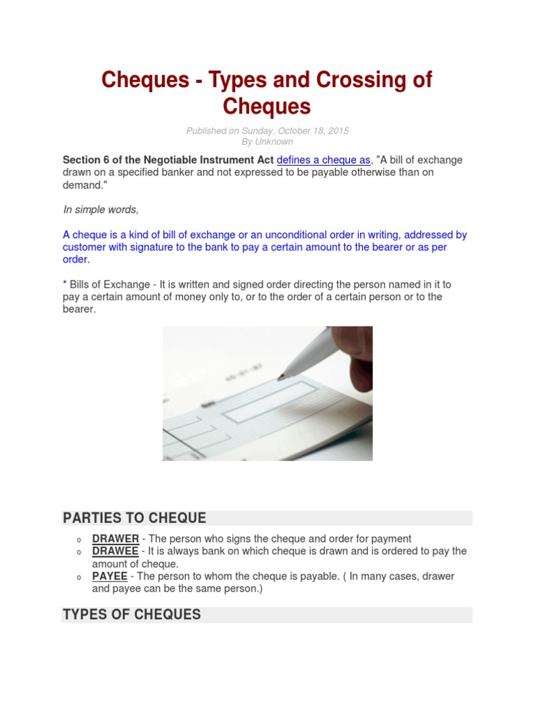 Crossing of Cheques | PDF | Negotiable Instrument | Cheque