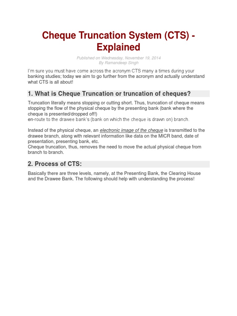 Cheque Truncation System | PDF | Cheque | Banking
