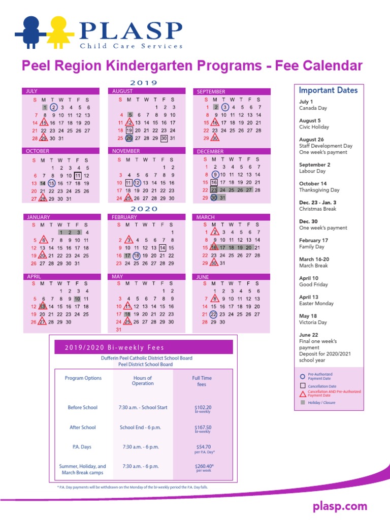 PEEL - Fee Calendar SAK 2019 2020 | PDF | Christian Festivals And Holy ...