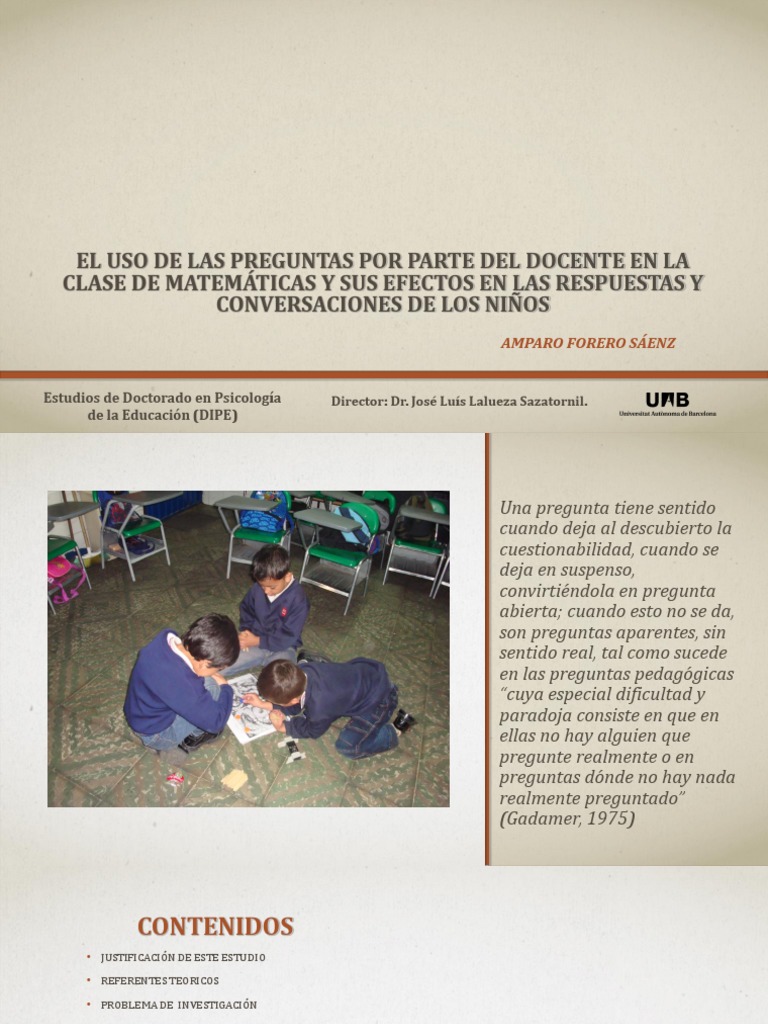 Preguntas Docentes en Matemáticas | PDF | Educación primaria | Salón de ...