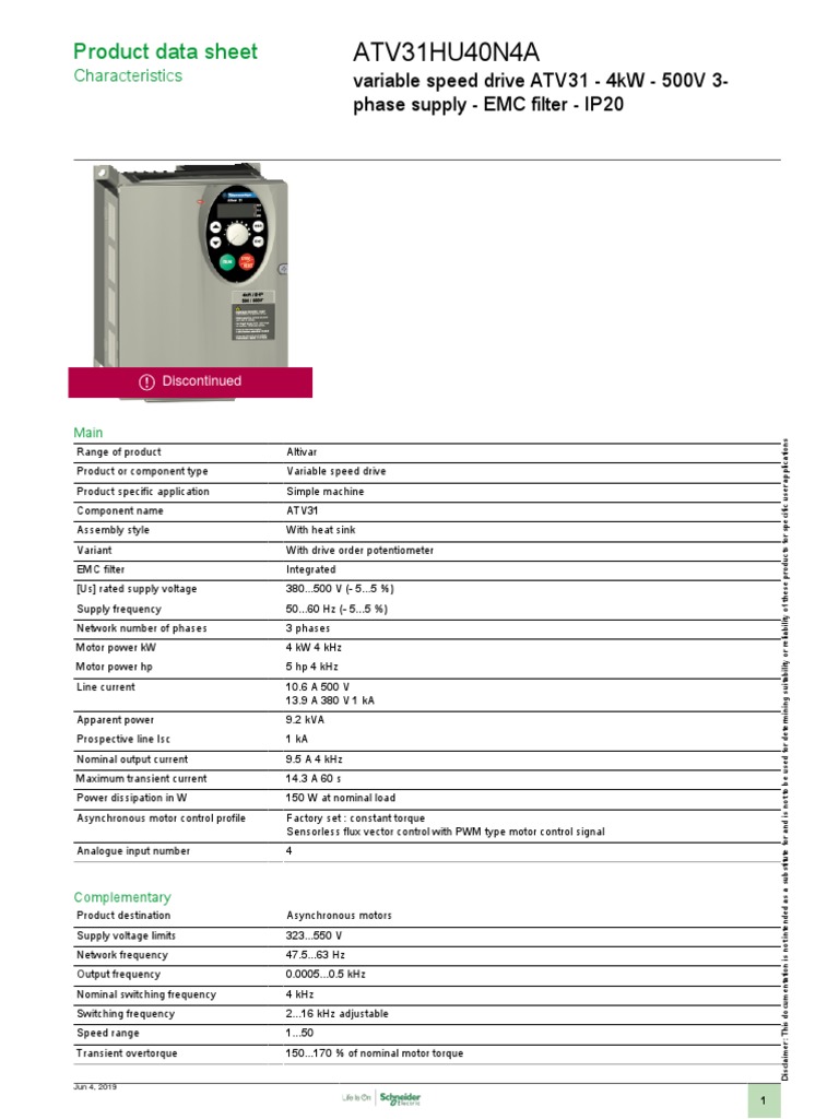 Altivar 31 - ATV31HU40N4A | PDF | Electric Motor | Electricity