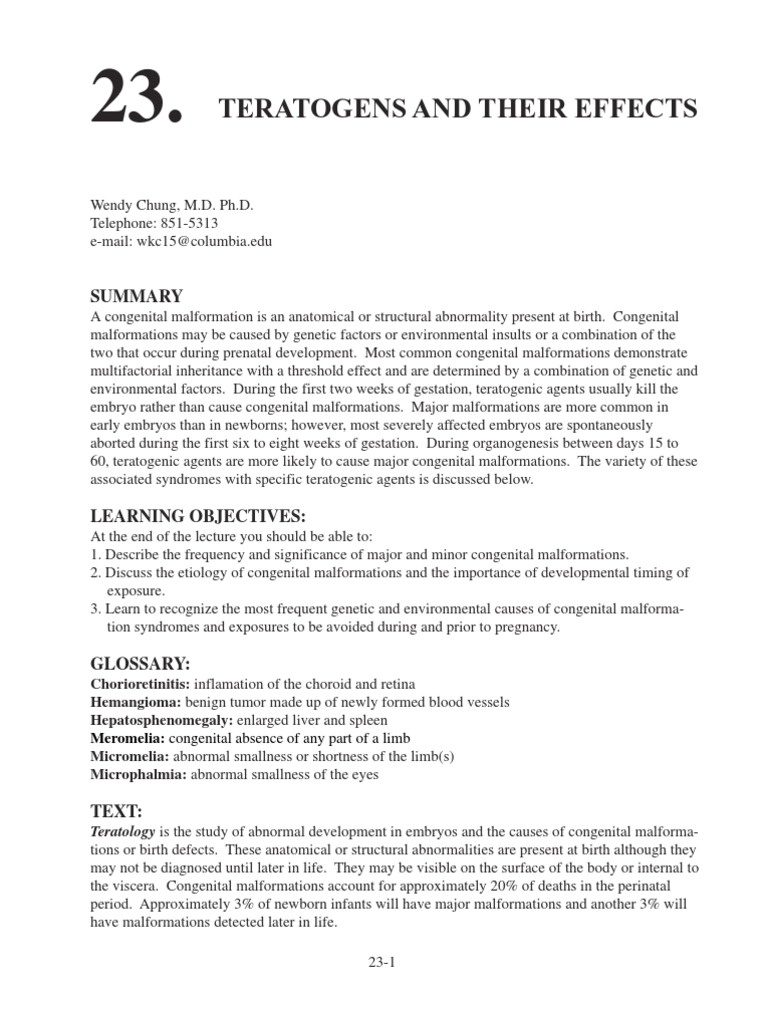 Chpt23 Teratogens | PDF