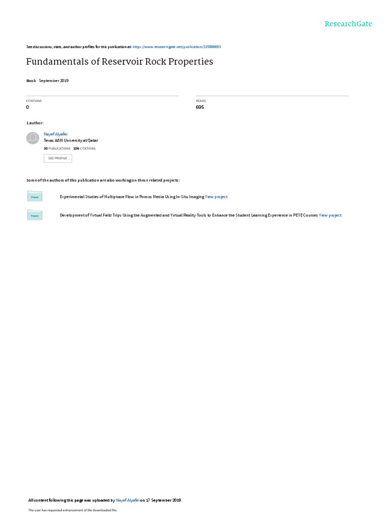 Fundamentals of Reservoir Rock Properties Web Sample | PDF | Petroleum ...