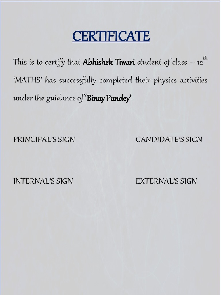 Certificate Physics Activities | PDF