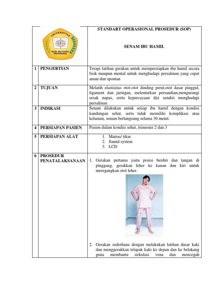 SOP Senam Ibu Hamil | PDF