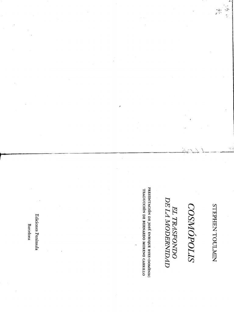 TOULMIN, Stephen - COSMÓPOLIS - Adiós Al Renacimiento PDF | PDF