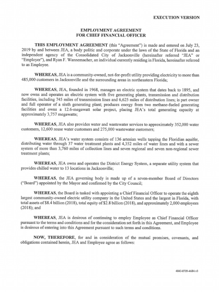 JEA Senior Leadership Contract | PDF